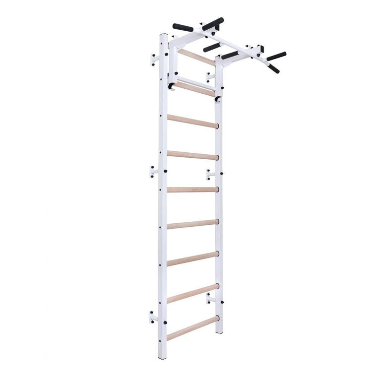 BenchK 731 Swedish Ladder w/ Pull Up Bar & Rack - White – Modern Reform